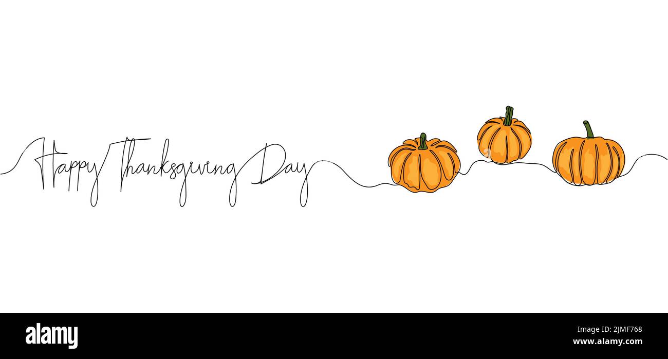 Happy Thanksgiving Day continuous one line drawing background with ...