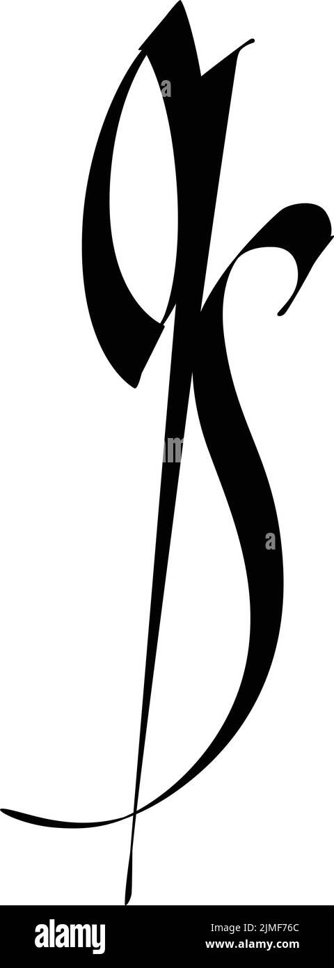 Font composition of letters q and s. Vector. Beautiful black letter on ...