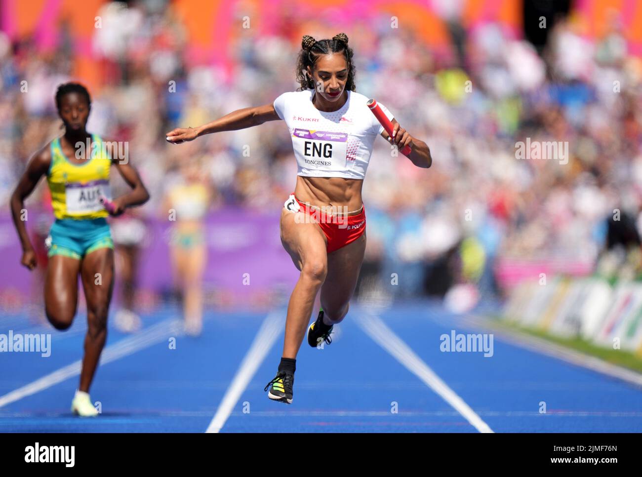 England's Ashleigh Nelson in action during the Women's 4x100 metres ...