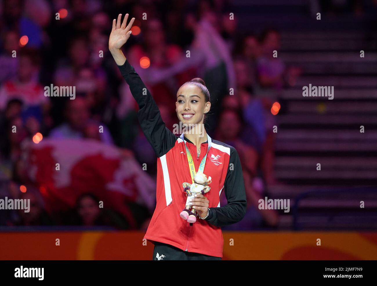 Wales' Gemma Frizelle after winning gold in the Rhythmic Gymnastics ...