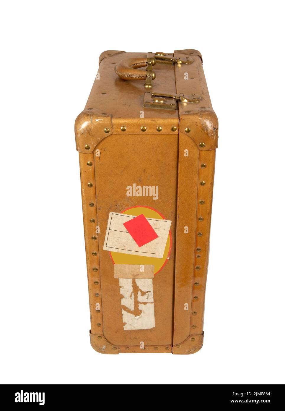 vintage old fashioned suitcase cut out on white background Stock Photo ...