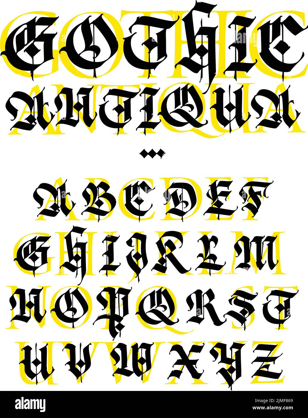 Gothic, display English alphabet. Vector. Medieval Latin letters ...