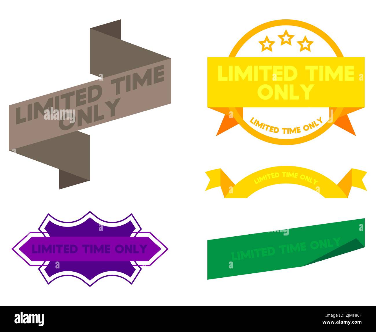 Set of ribbon with Limited Time Only text. Banner template. Label ...