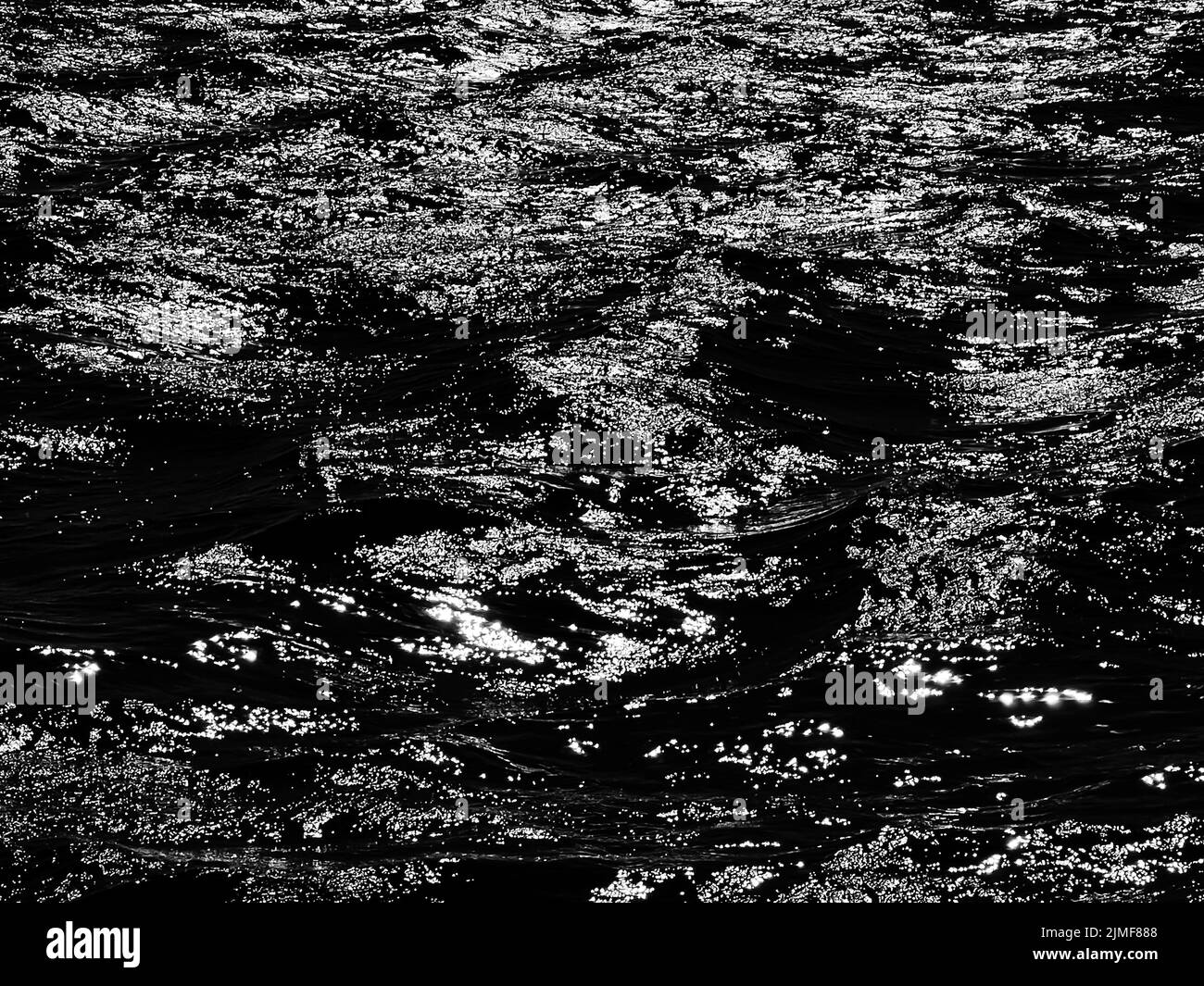 Sea, texture and coastal nature concept. Ocean water as black and white ...