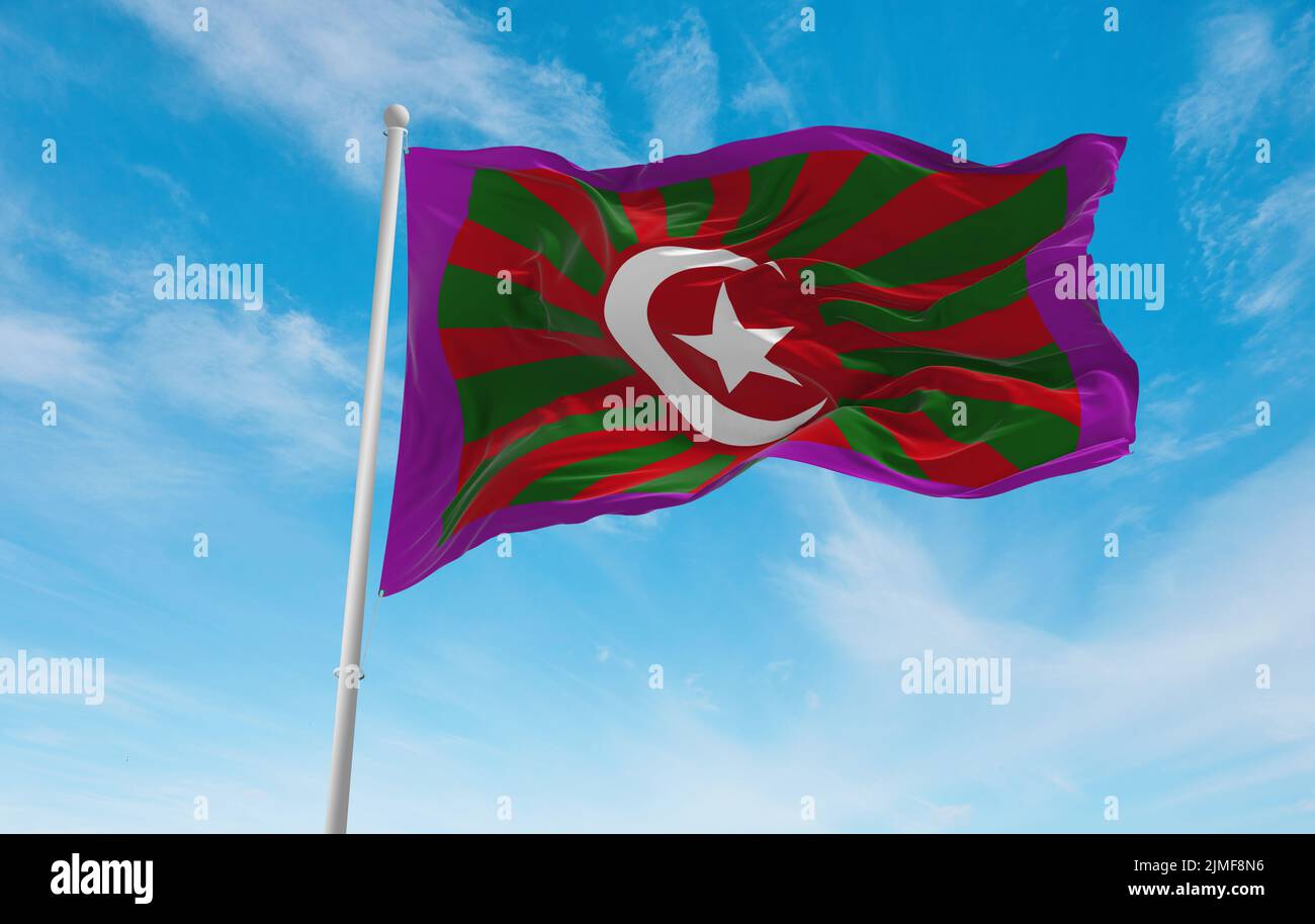 official flag of PETA Pembela Tanah Air Indonesia at cloudy sky ...