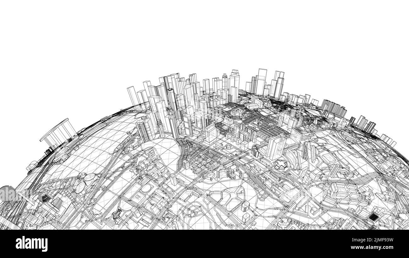 City on small planet. Vector rendering of 3d Stock Vector Image & Art ...