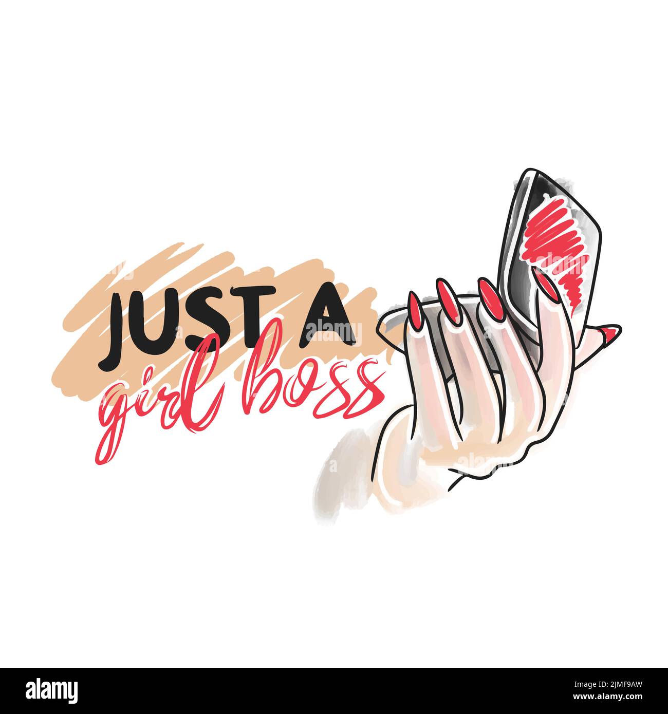 Just a boss girl, handwritten quote, lettering design, fashion, makeup ...