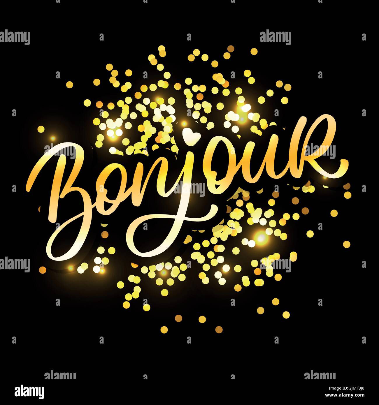 Bonjour Paris Phrase Vector Lettering Calligraphy Brush ...