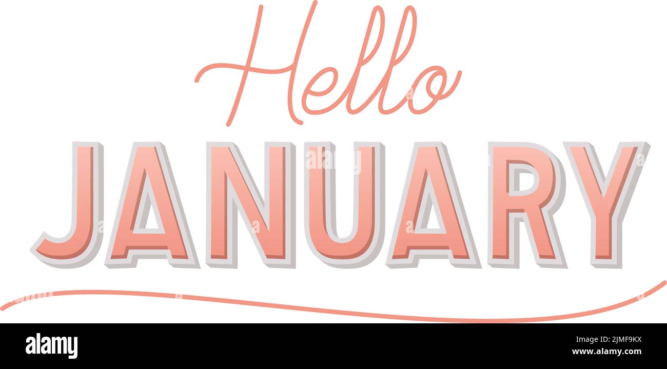 illustration of hello january Stock Vector Image & Art - Alamy