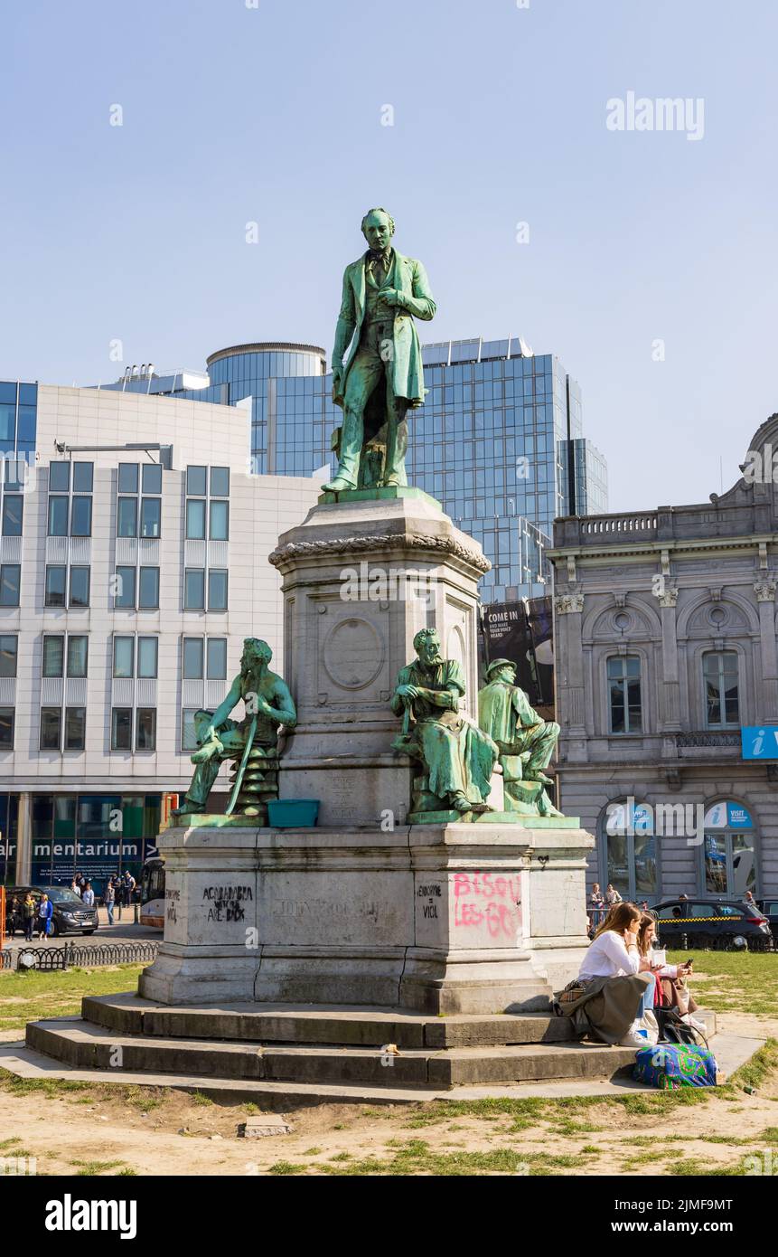 Brussels , Belgium - March 24, 2022: John Cockerill Monument at Place ...