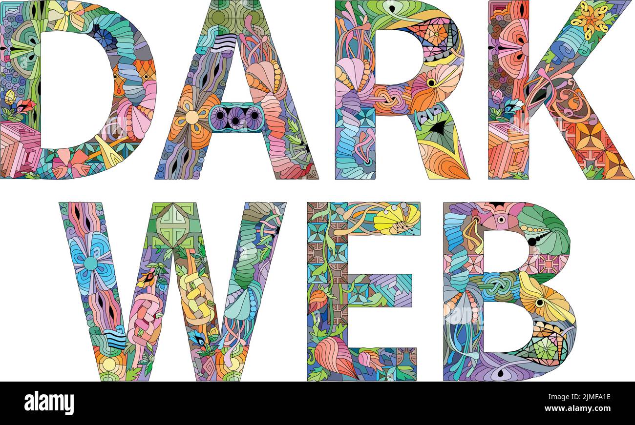 Hand-painted art design. Hand drawn illustration word DARK WEB for t ...
