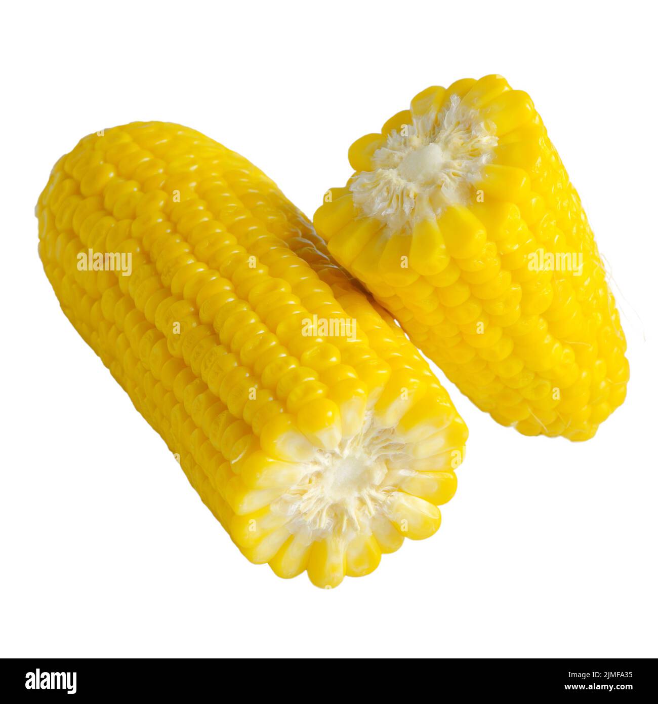 Organic sweet corn cobs isolated on white background Stock Photo - Alamy