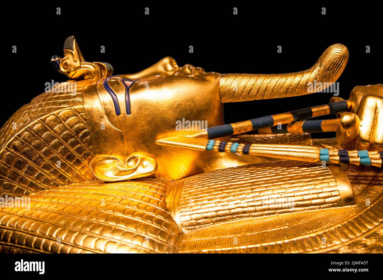 Tutankhamun's golden burial mask on black bacground. King Tut Stock ...