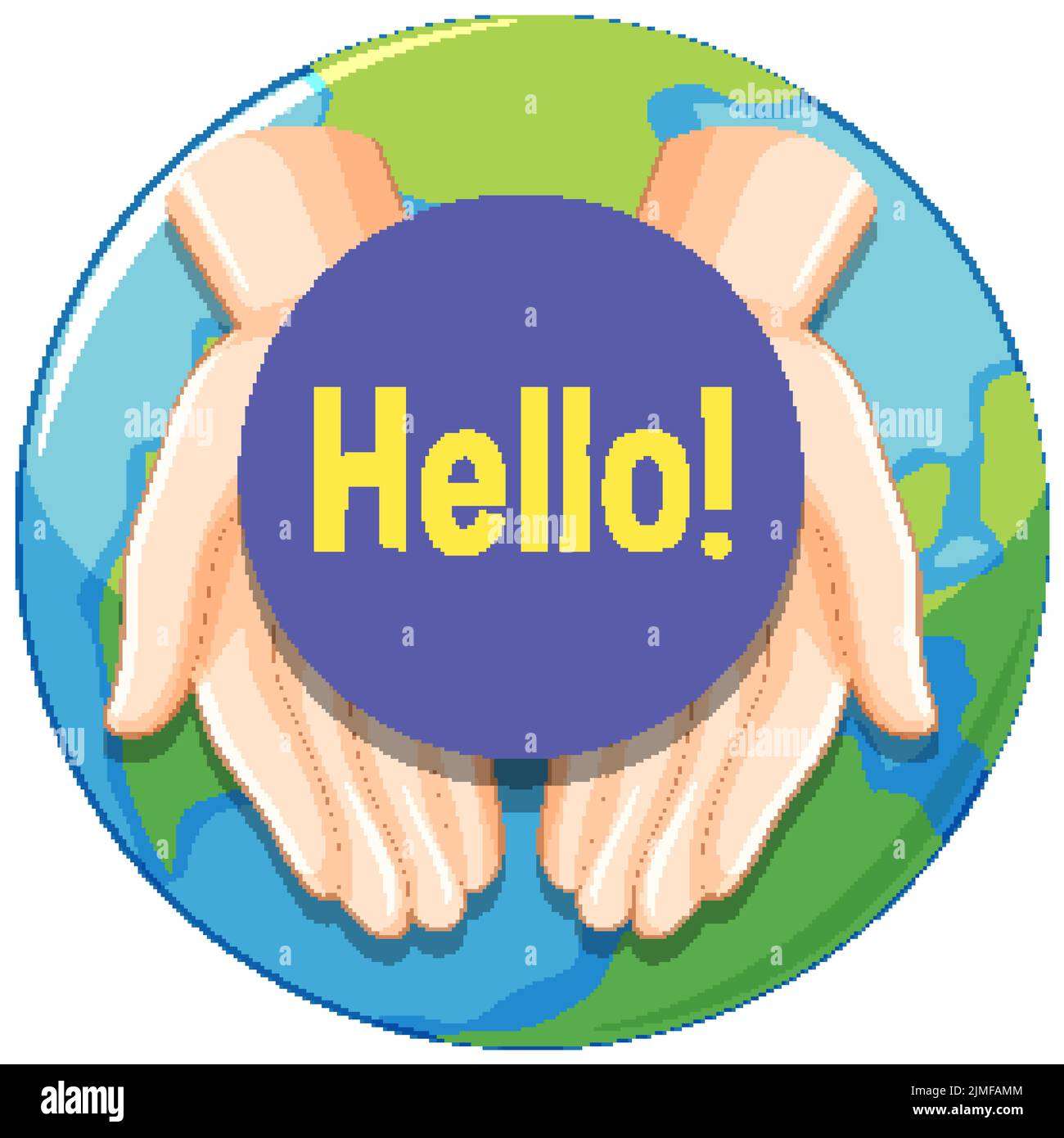 Hello speech bubble on earth background illustration Stock Vector Image ...