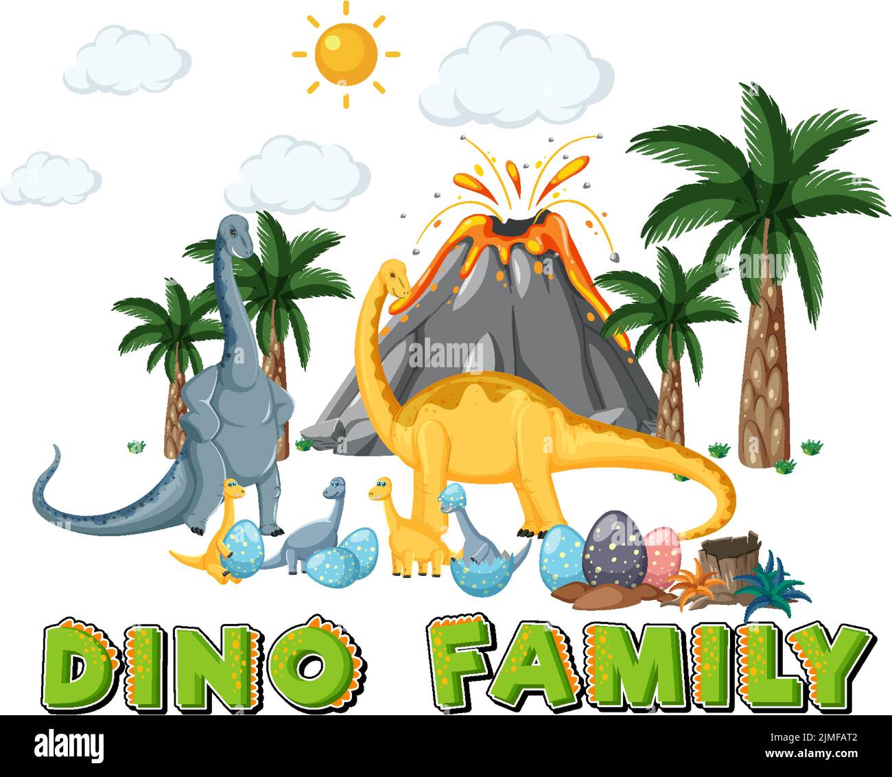Dinosaur family with forest objects illustration Stock Vector Image ...