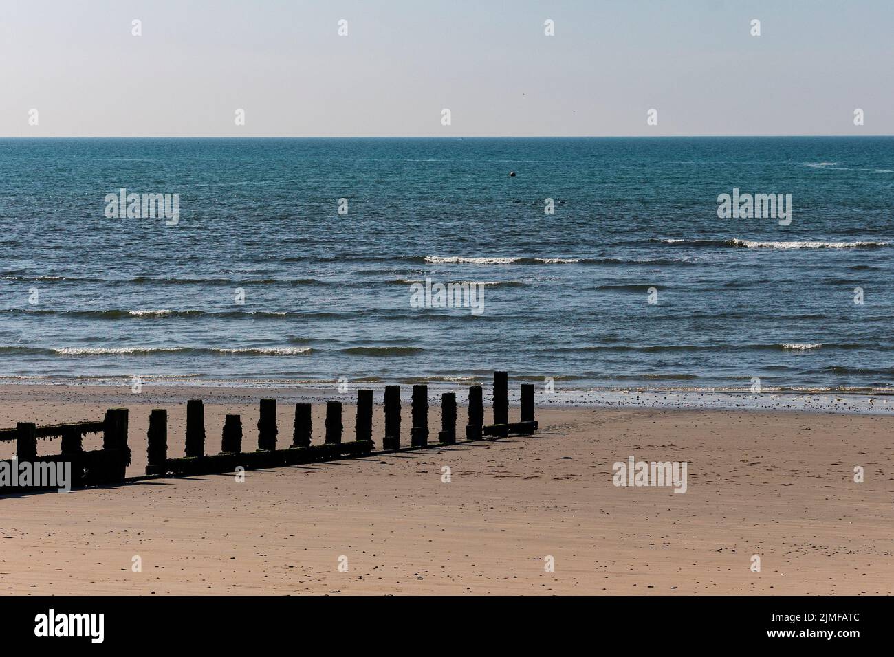 A sea defence on the beach at Littlehampton, West Sussex, UK Stock ...