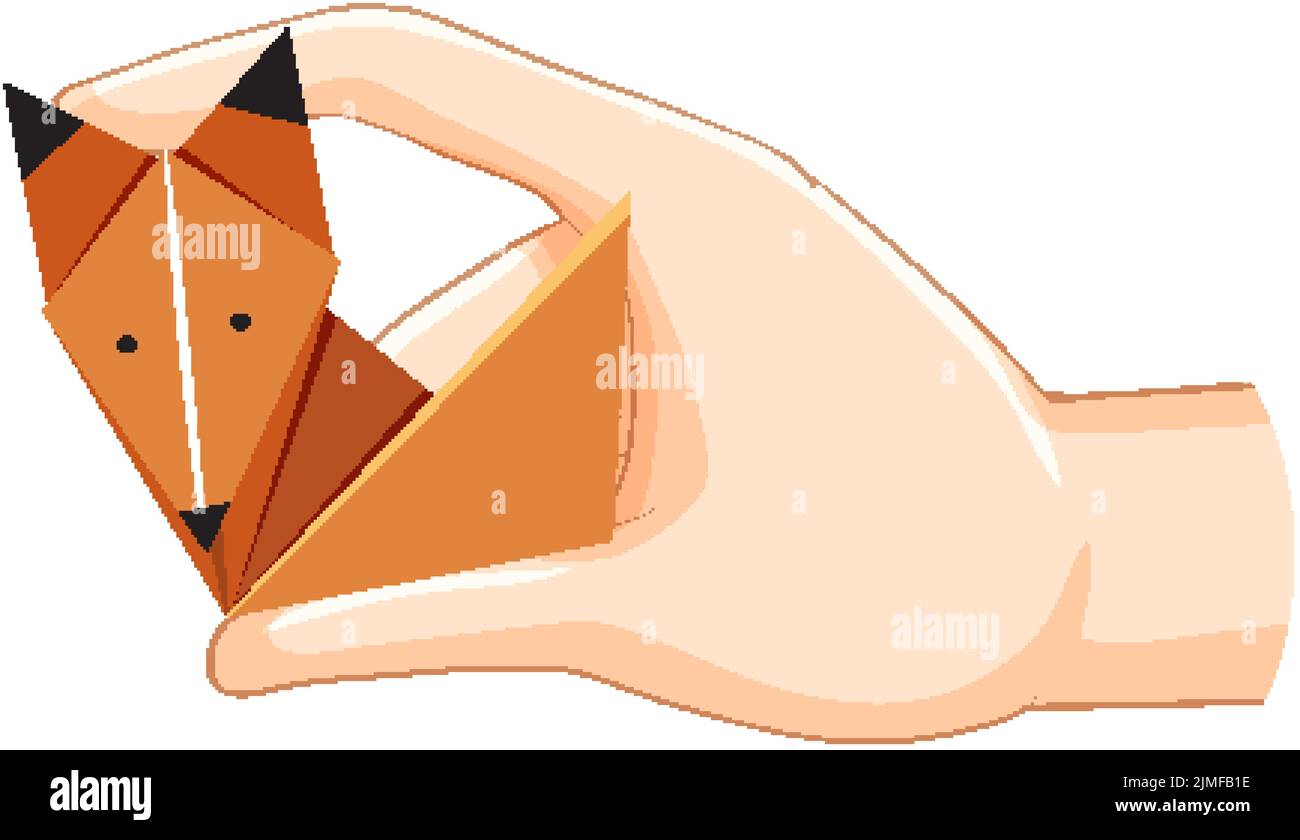 Human hand holding fox origami isolated illustration Stock Vector Image ...