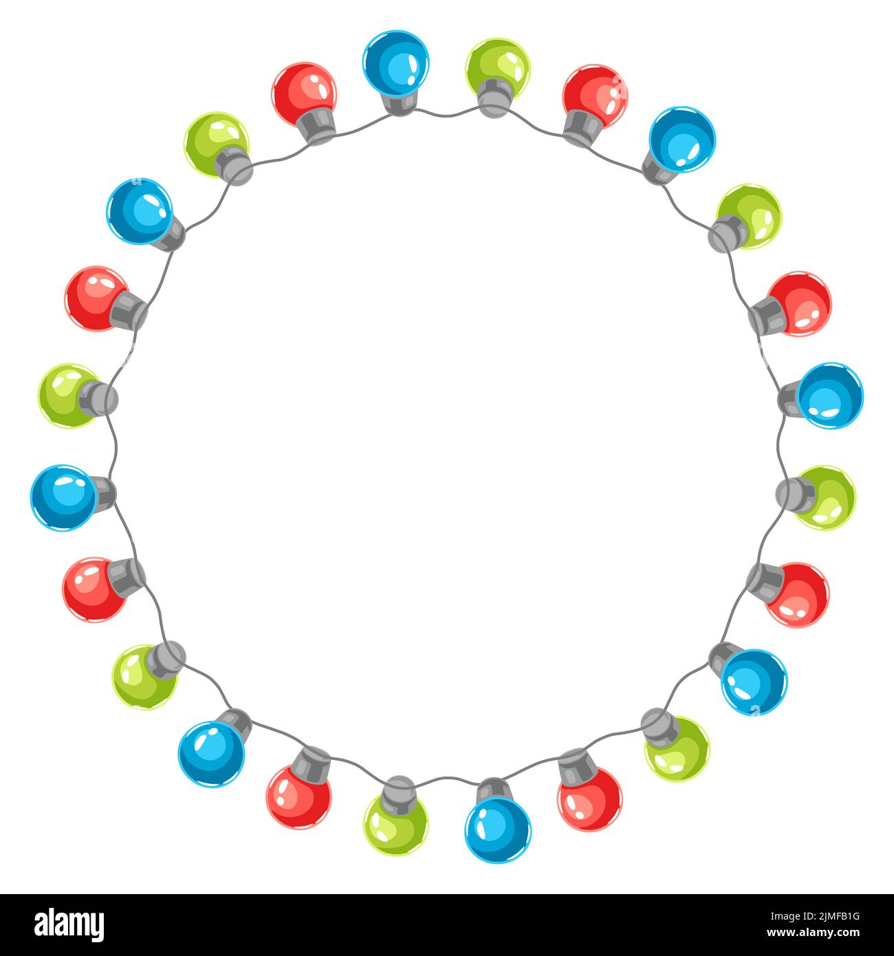 Frame with garland of light bulbs. Merry Christmas and Happy New Year ...