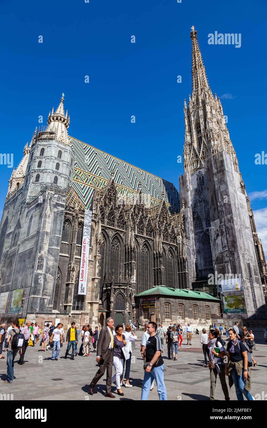 View of people walking and visiting at St Stephan's Cathedral Stock ...