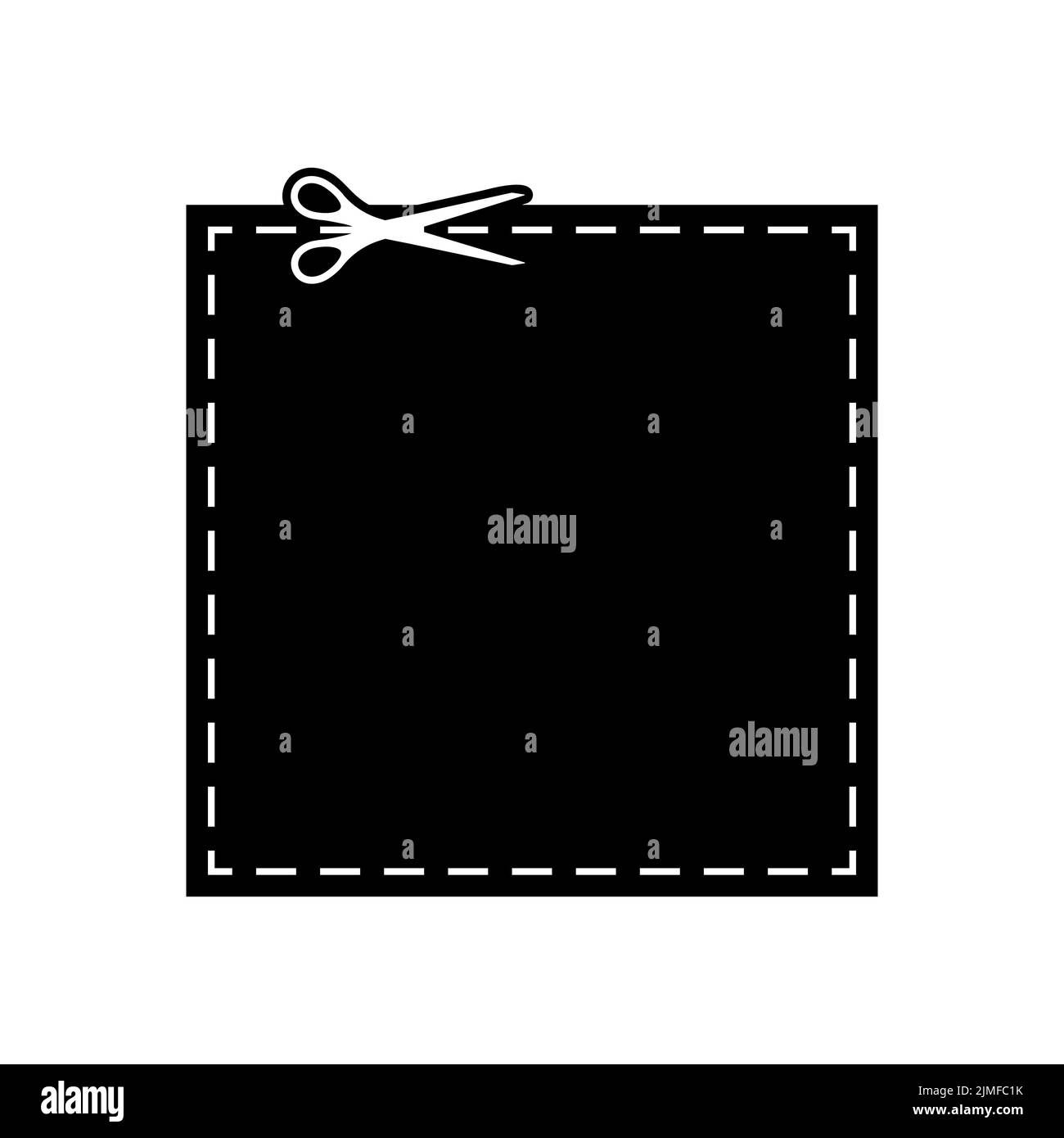 Scissors cut dotted line square coupon with dash icon Stock Vector ...