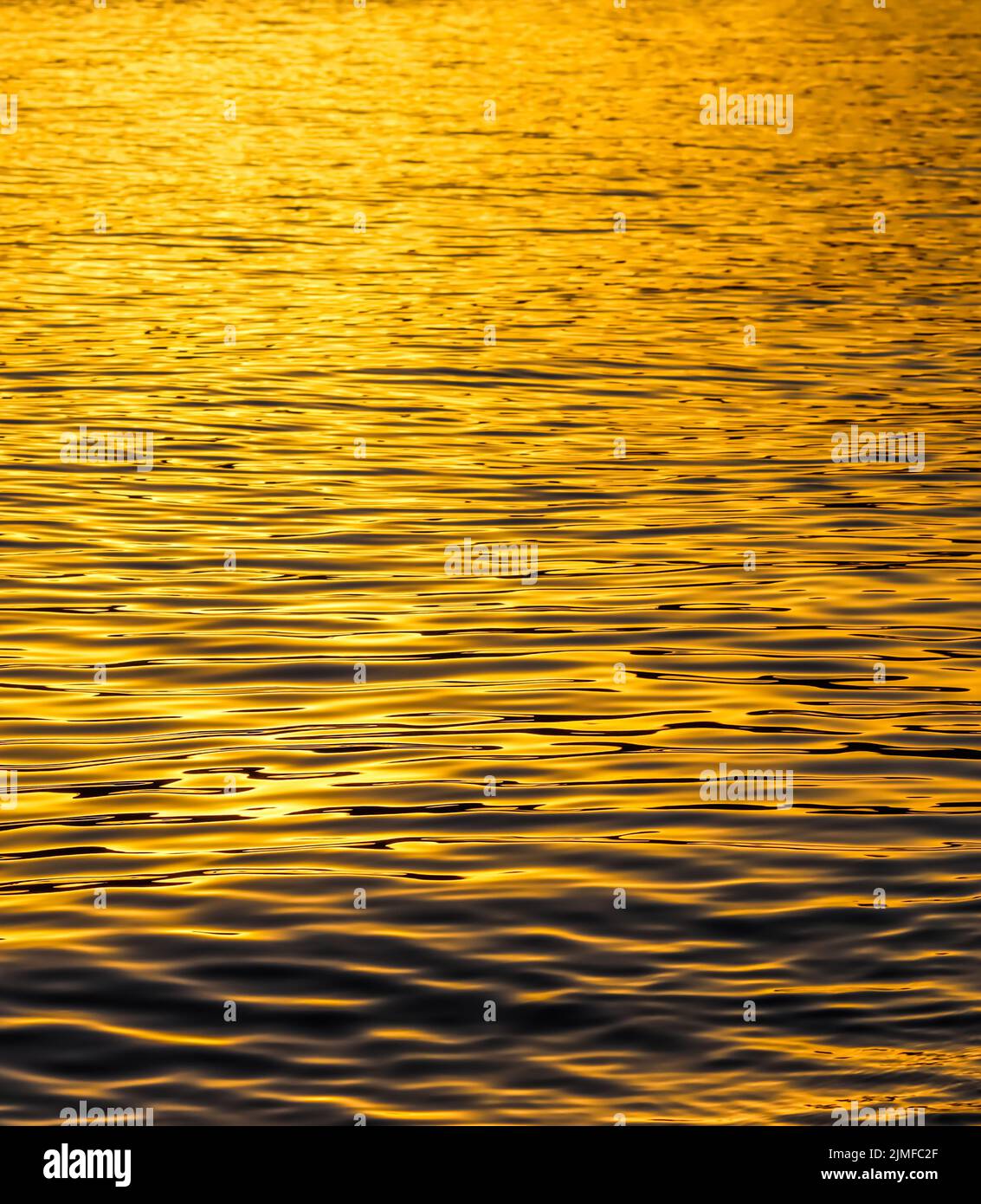 Golden sea waves in sunset glow as surface background. Summer holidays ...