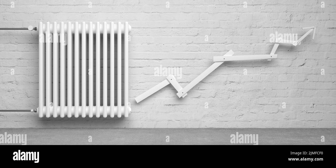 Classic Radiator with arrow in front of background - 3D Illustration ...