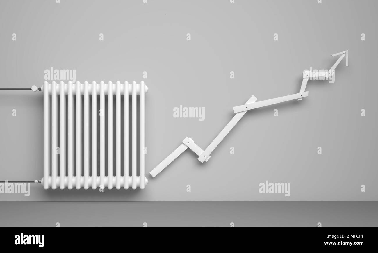 Classic Radiator with arrow in front of background - 3D Illustration ...