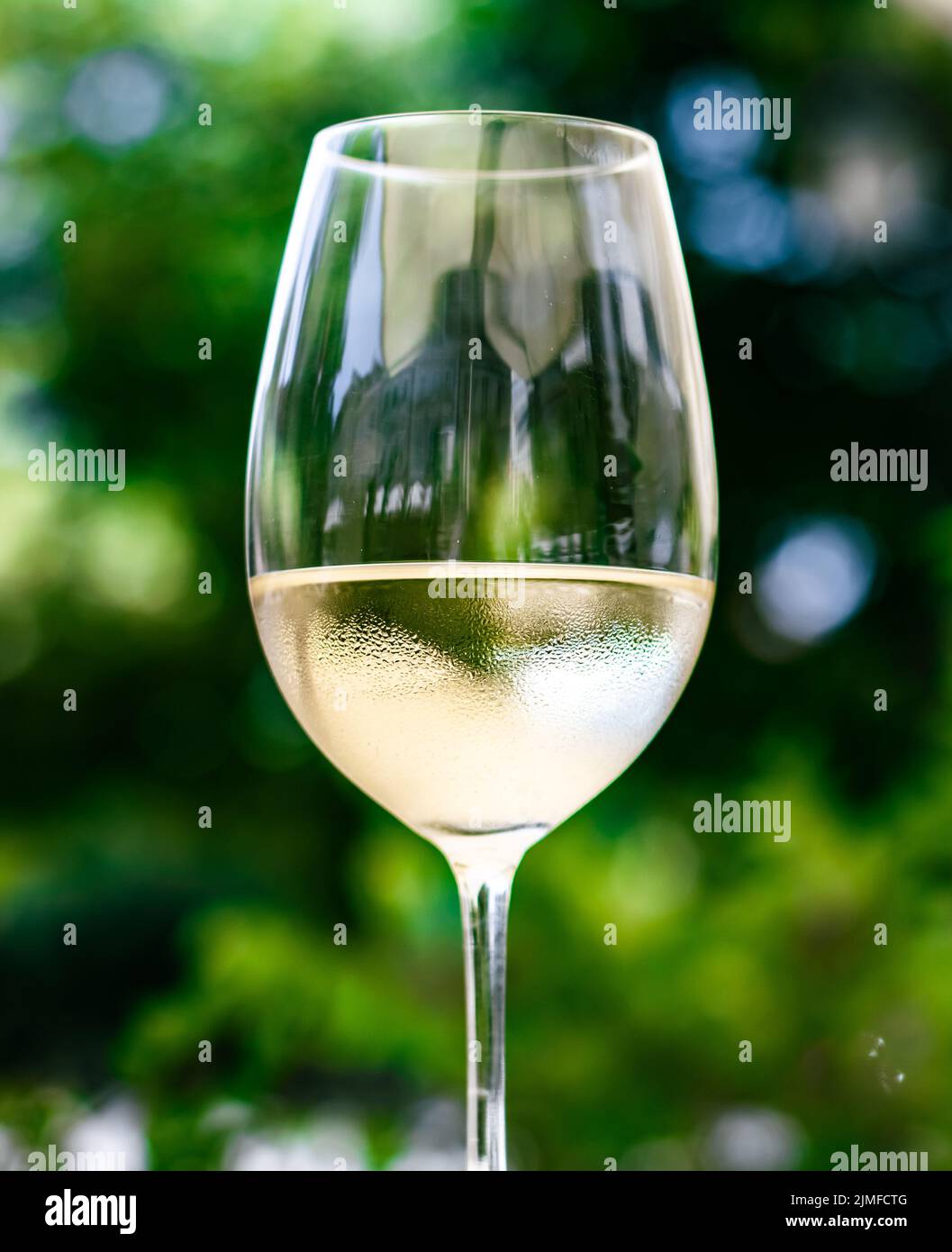 White wine in luxury restaurant on summer garden terrace, wine tasting ...