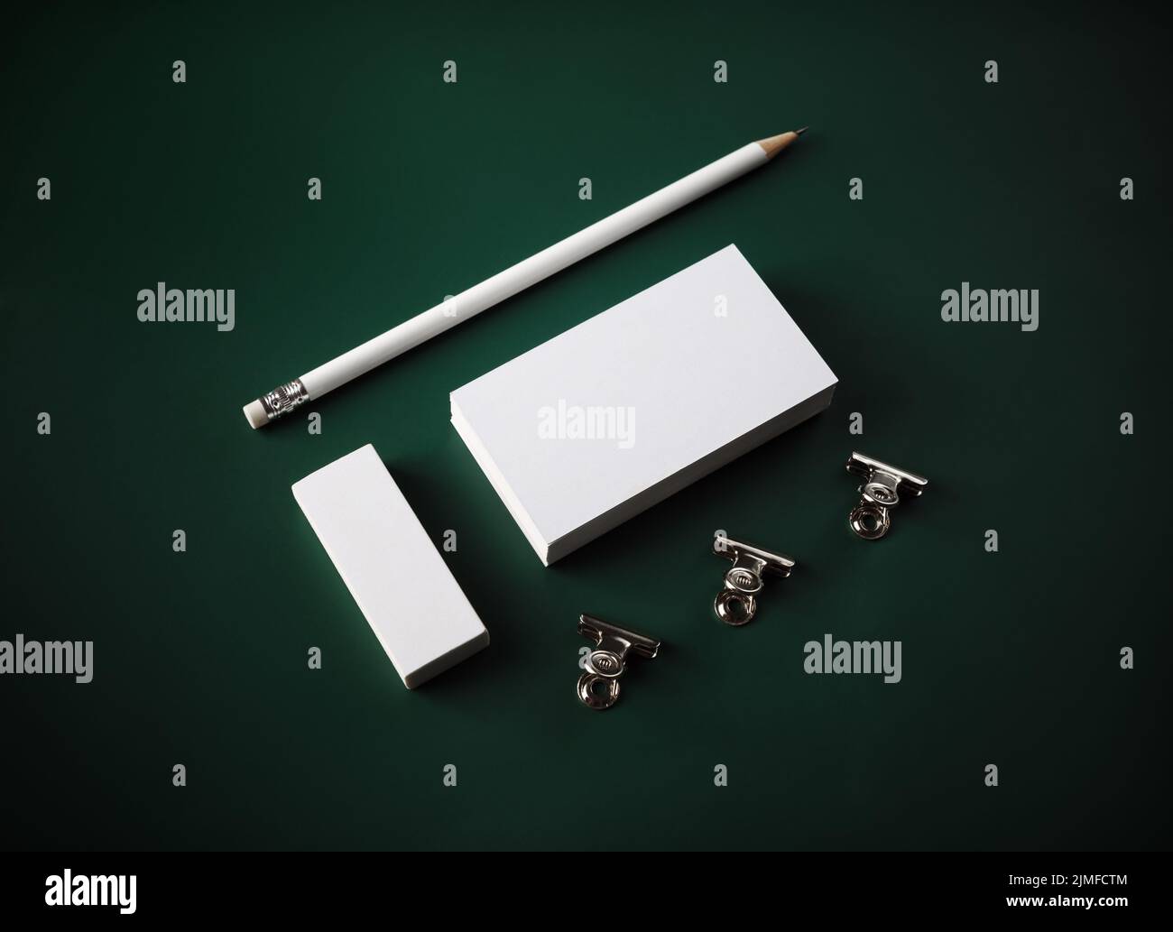 Business card, pencil, eraser Stock Photo - Alamy