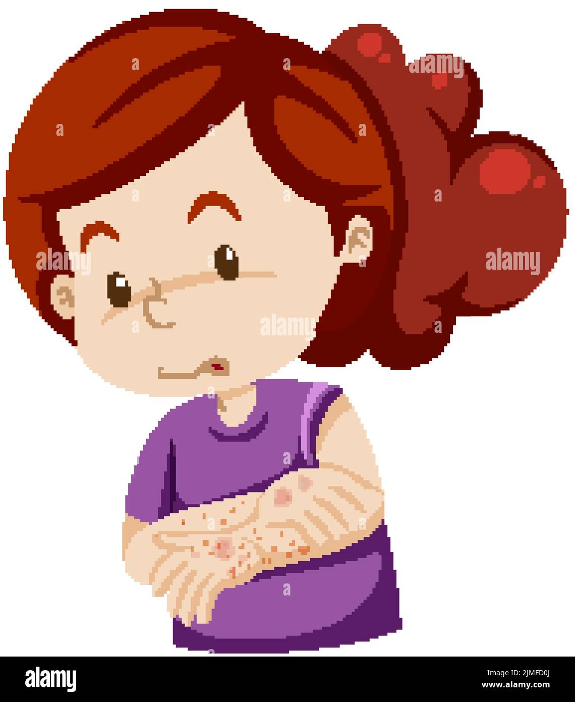 Cartoon Character With Skin Rashes Symptoms Illustration Stock Vector