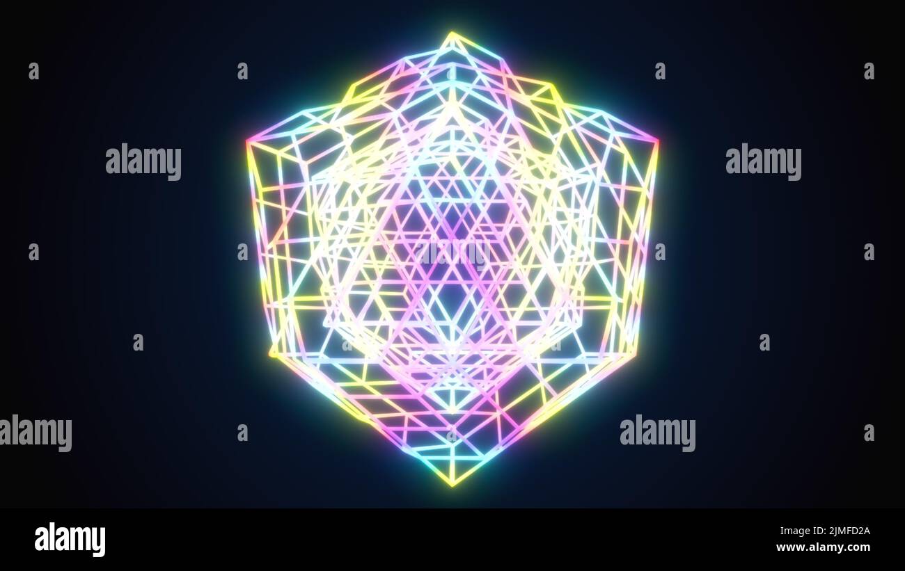 Neon crystal made of mesh lines Stock Photo - Alamy