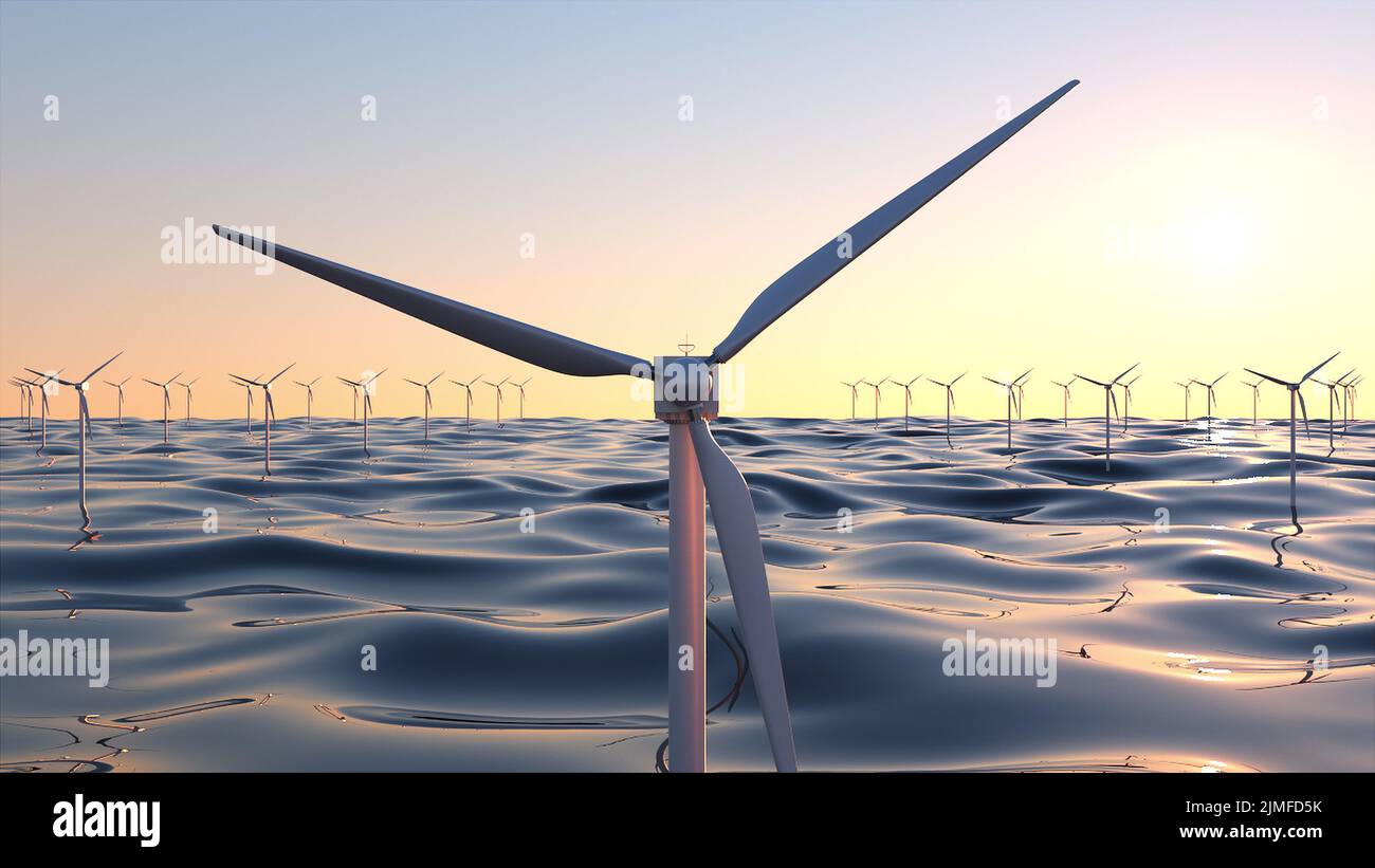 Wind power generators in water Stock Photo - Alamy