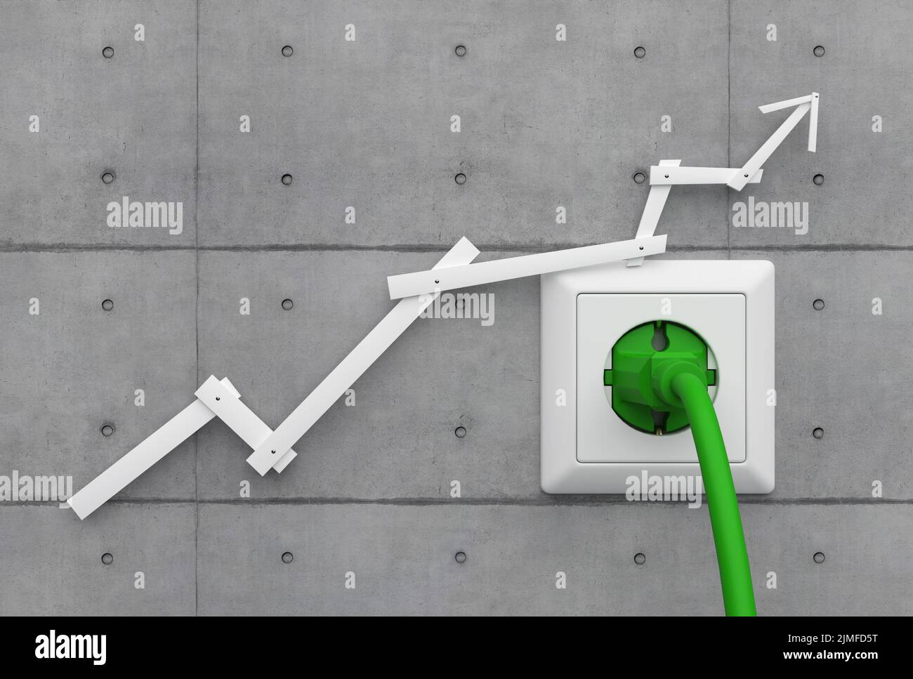 Power plug with rising arrow in front of background - 3D Illustration ...