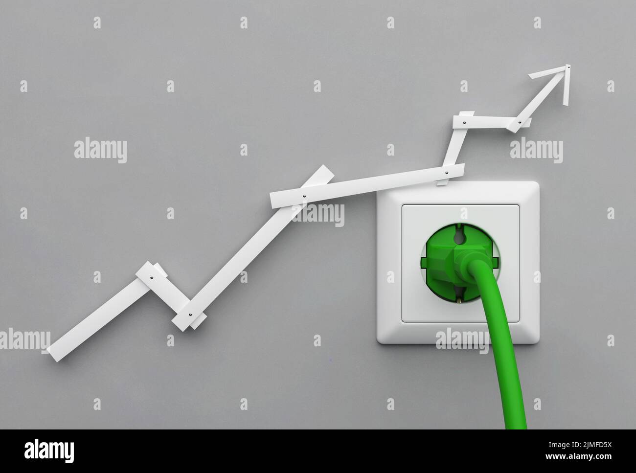 Power plug with rising arrow in front of background - 3D Illustration ...