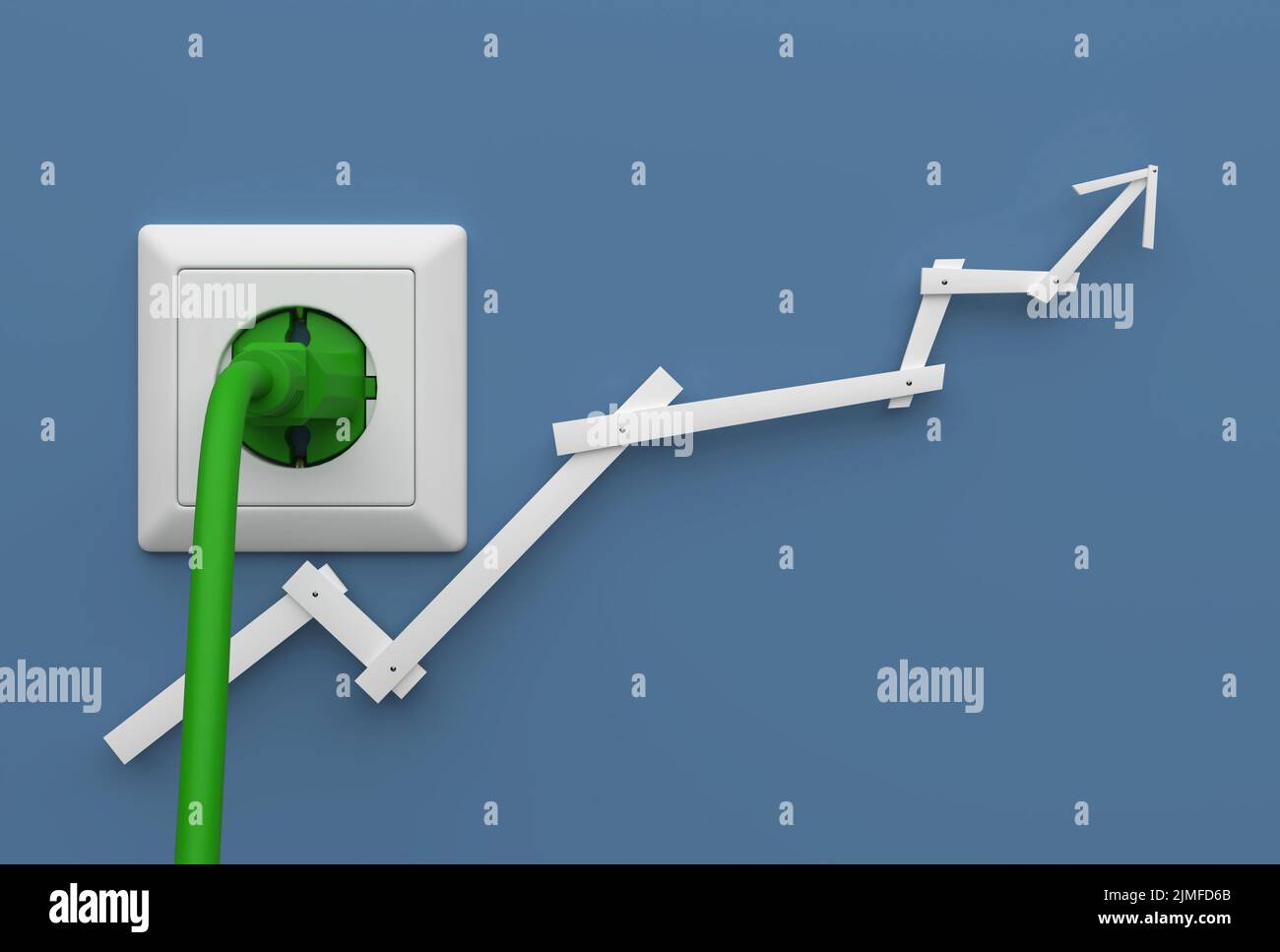Power plug with rising arrow in front of background - 3D Illustration ...