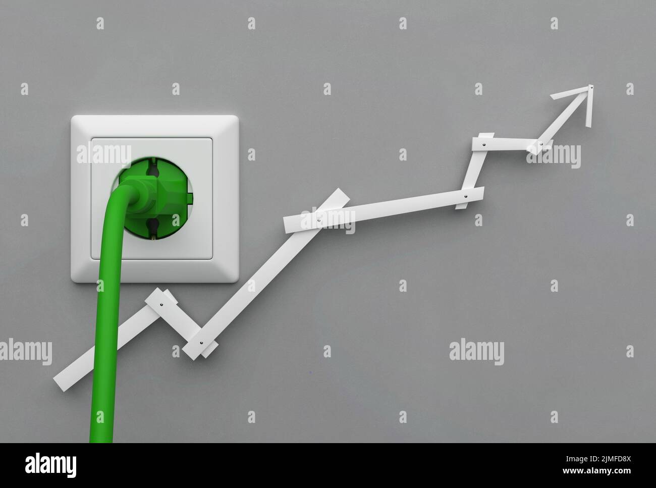 Power plug with rising arrow in front of background - 3D Illustration ...