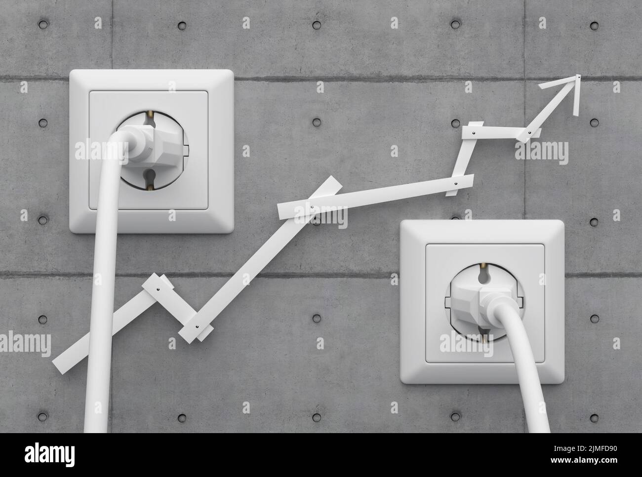Power plug with rising arrow in front of background - 3D Illustration ...