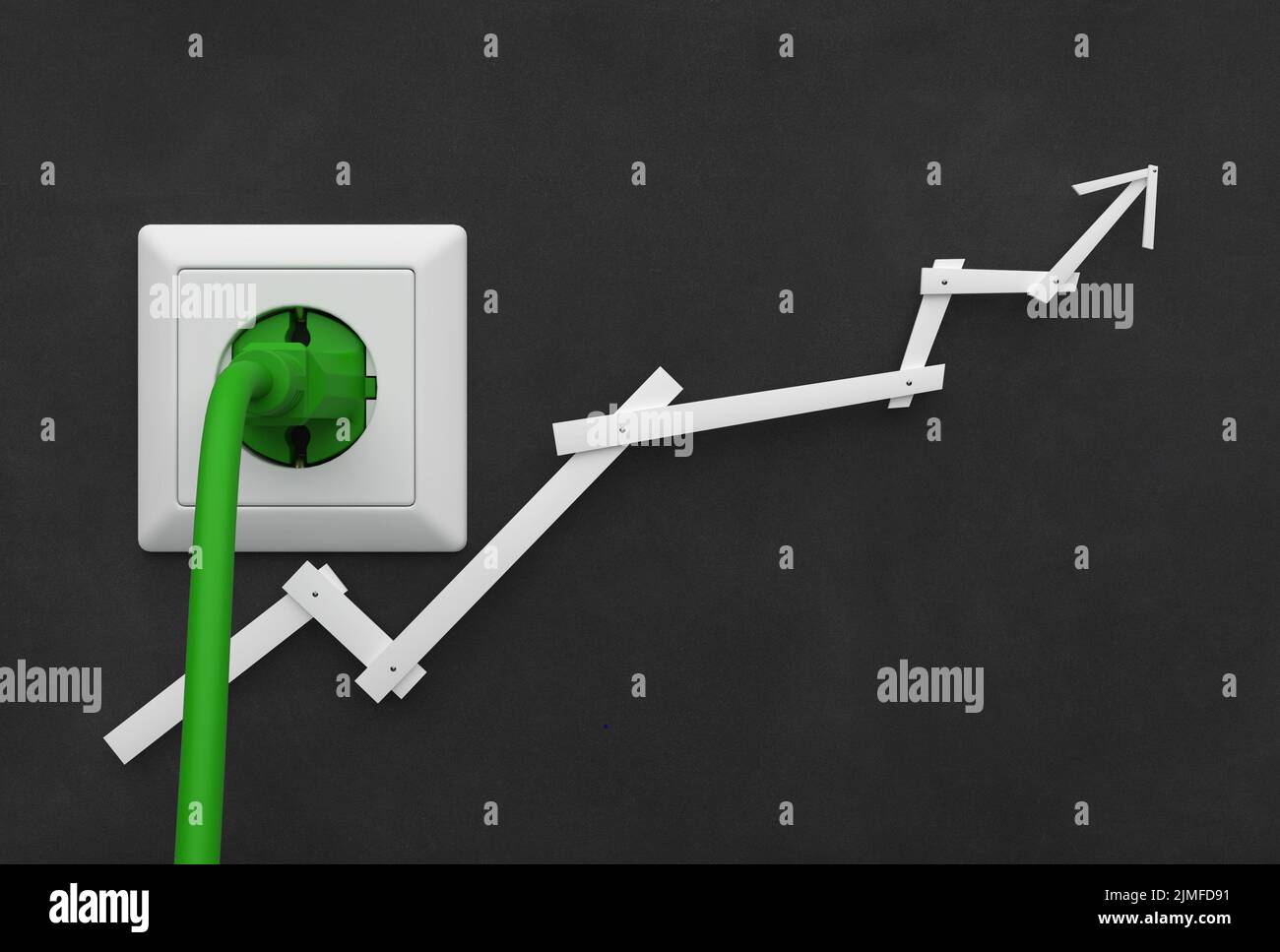 Power plug with rising arrow in front of background - 3D Illustration ...