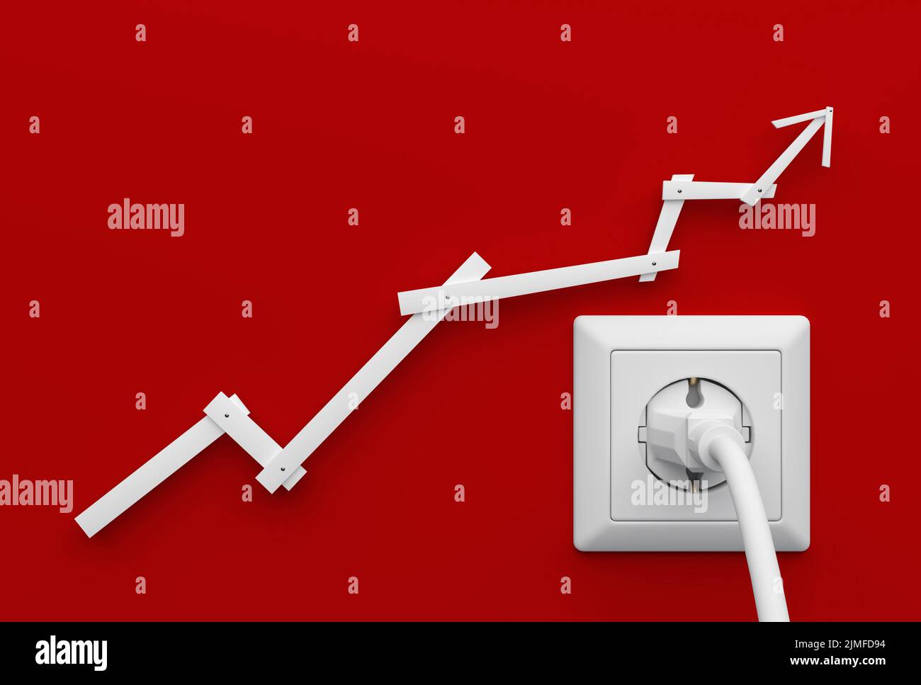Power plug with rising arrow in front of background - 3D Illustration ...