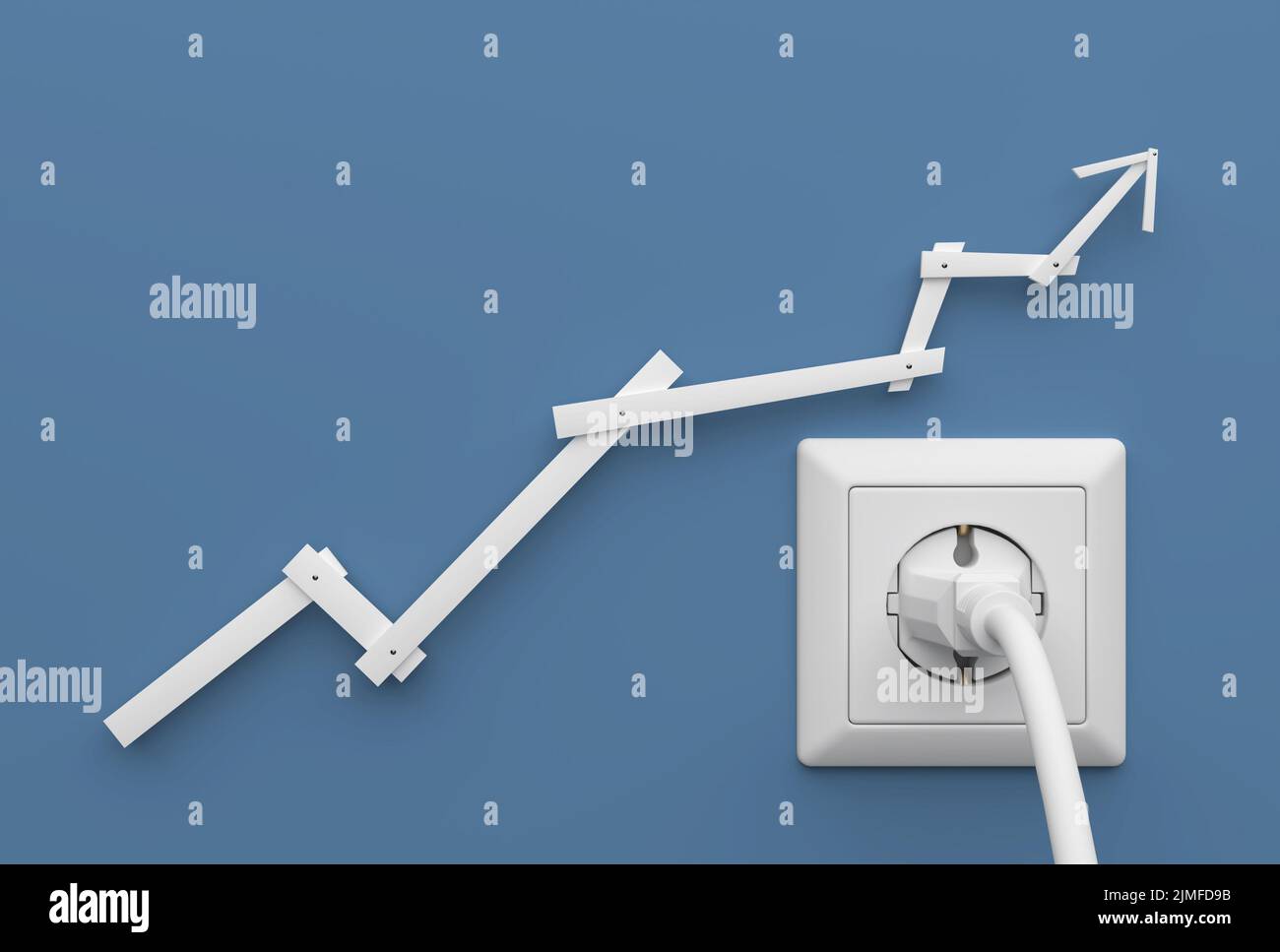 Power plug with rising arrow in front of background - 3D Illustration ...