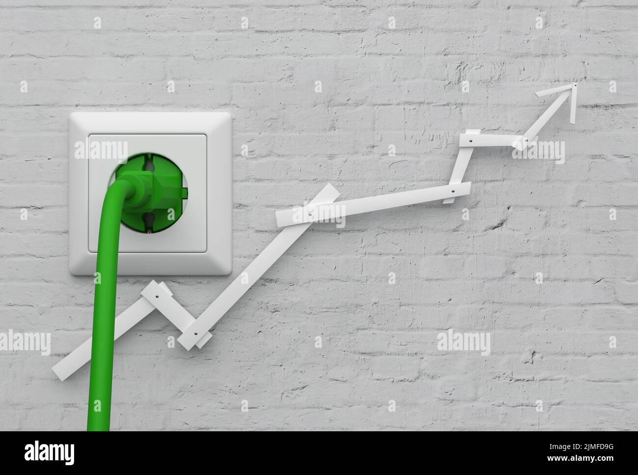 Power plug with rising arrow in front of background - 3D Illustration ...
