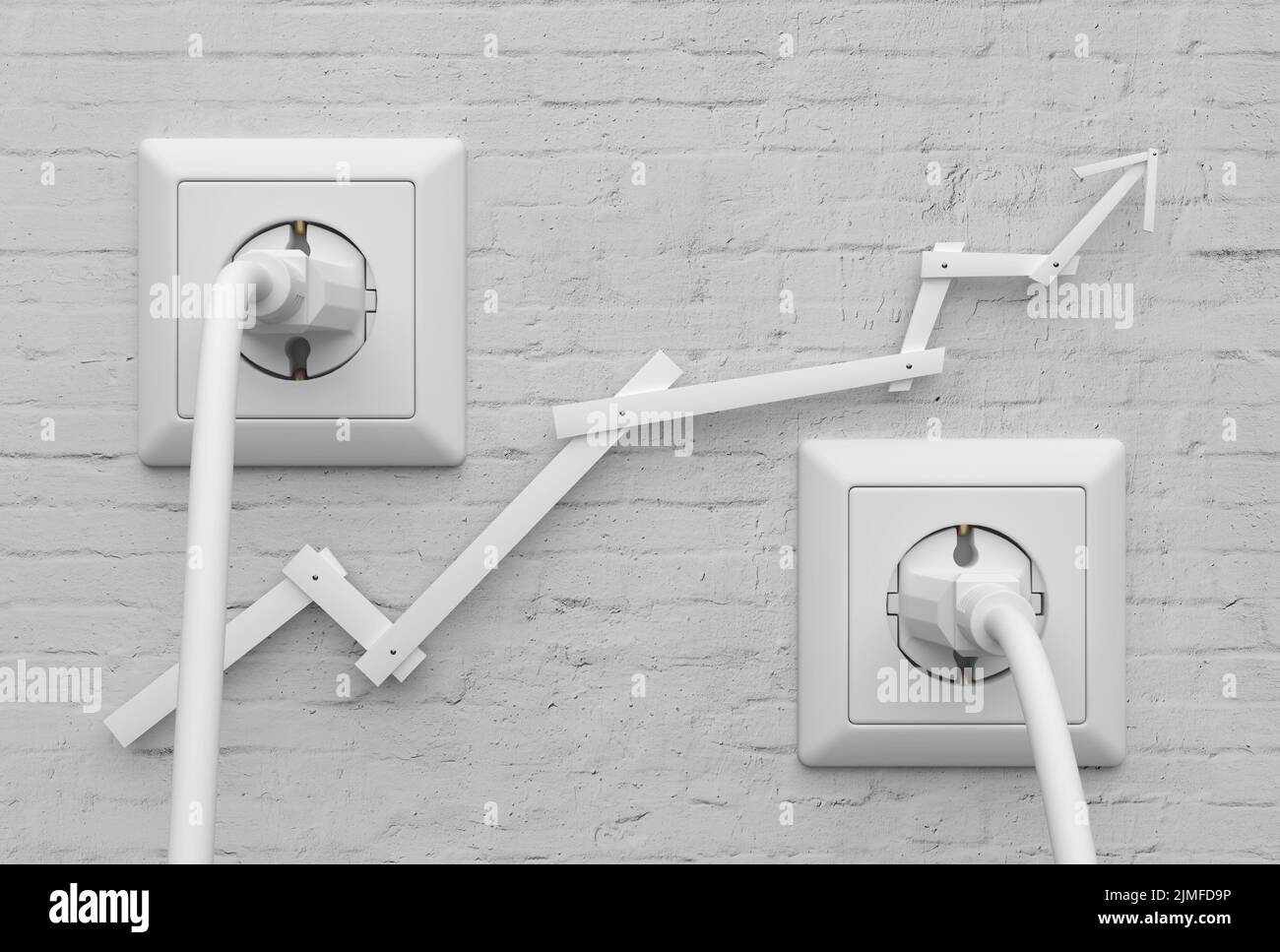 Power plug with rising arrow in front of background - 3D Illustration ...