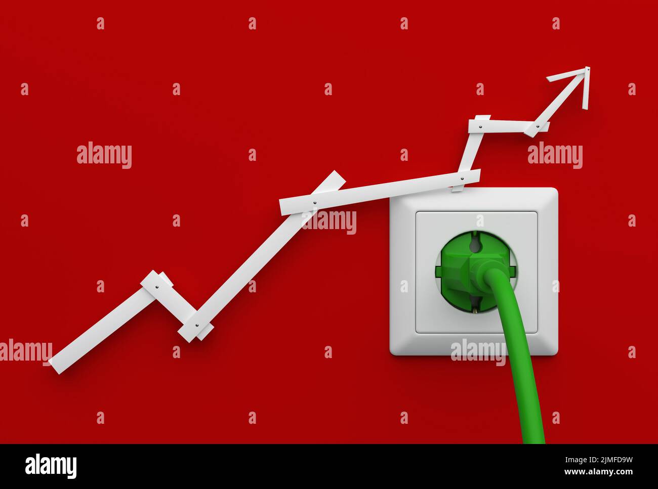 Power plug with rising arrow in front of background - 3D Illustration ...