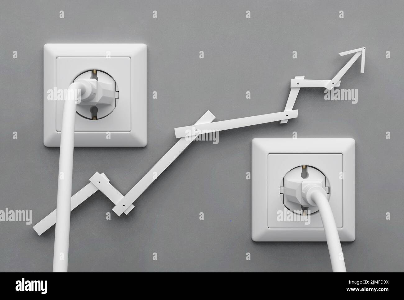 Power plug with rising arrow in front of background - 3D Illustration ...