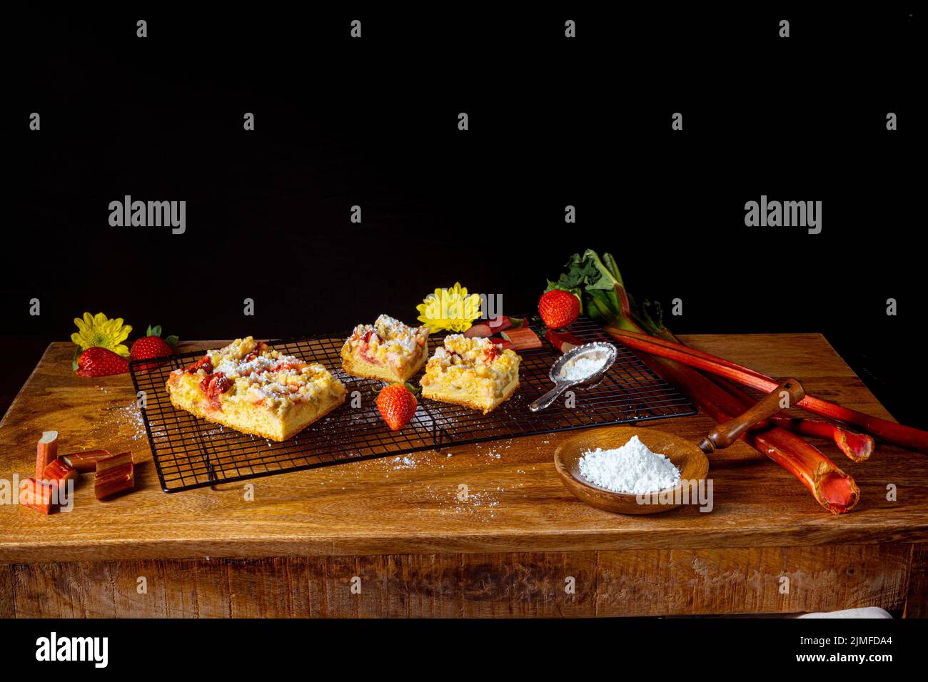 Strawberry rhubarb cake with sprinkles Stock Photo - Alamy