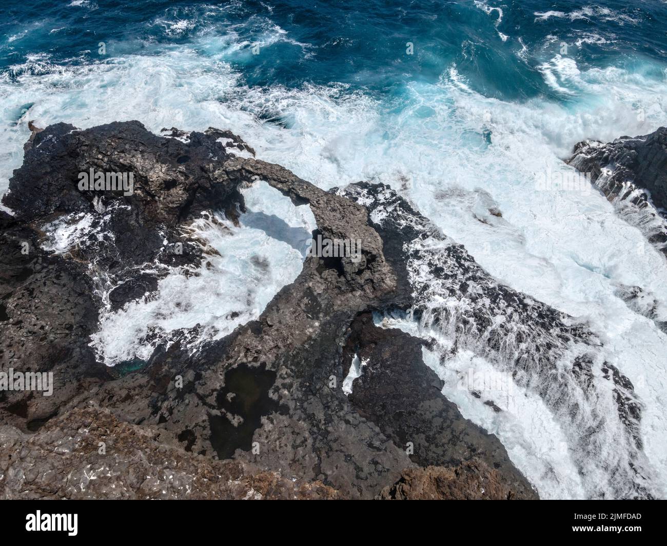 aerial drone flight over the beautiful canary island el hierro in spain ...