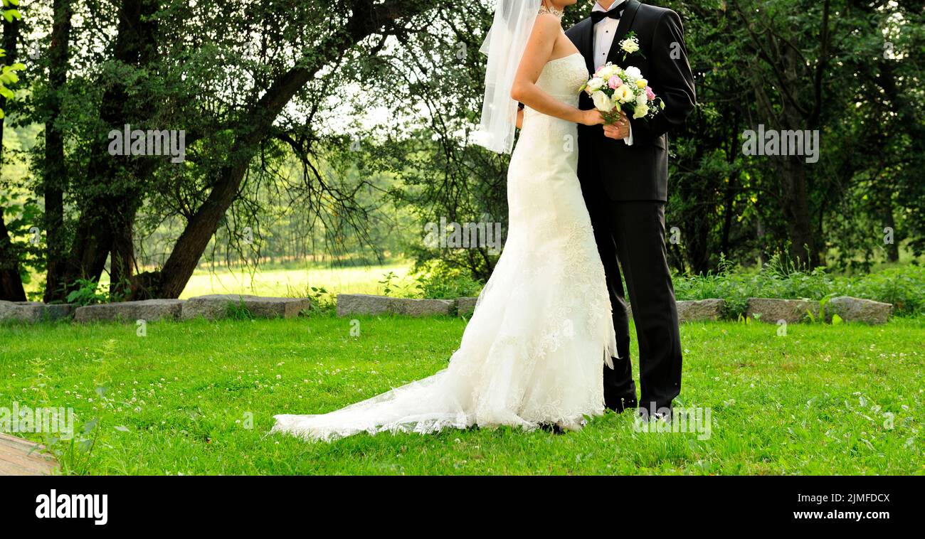 Couple on wedding day two,people, outdor, happines man, women, bridge ...