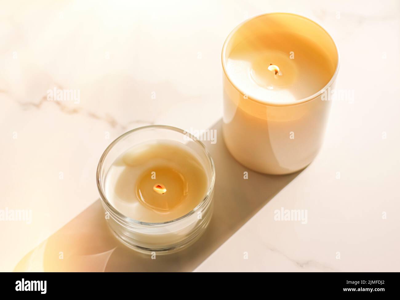 Scented candles collection as luxury spa background and bathroom home ...