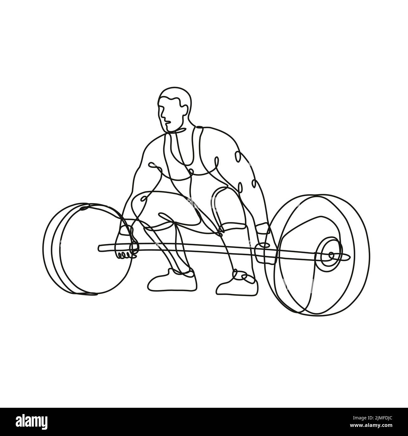 Weightlifter Lifting Heavy Weight Barbell Viewed from Front Continuous ...