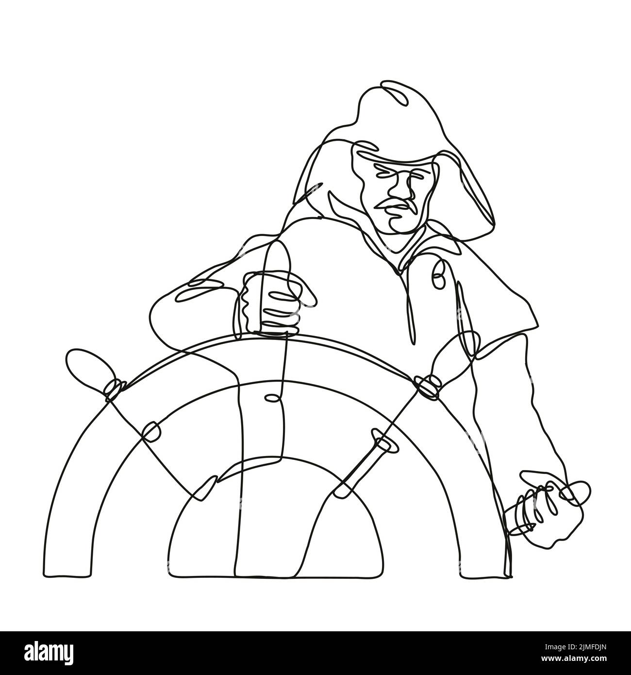 Skipper Fisherman Helmsman or Ship Captain at the Helm Front View ...